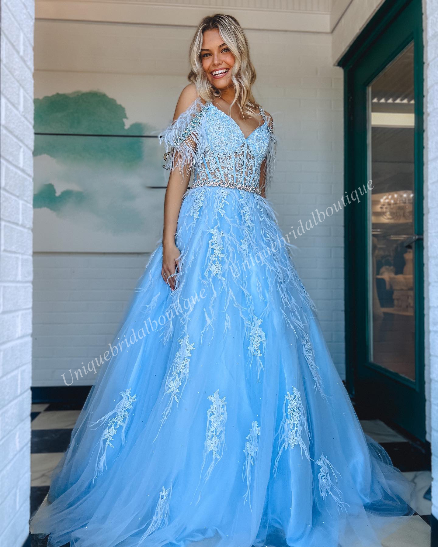 Lavender Formal Evening Dress 2k24 Lace Applique Feather Tulle Lady ...