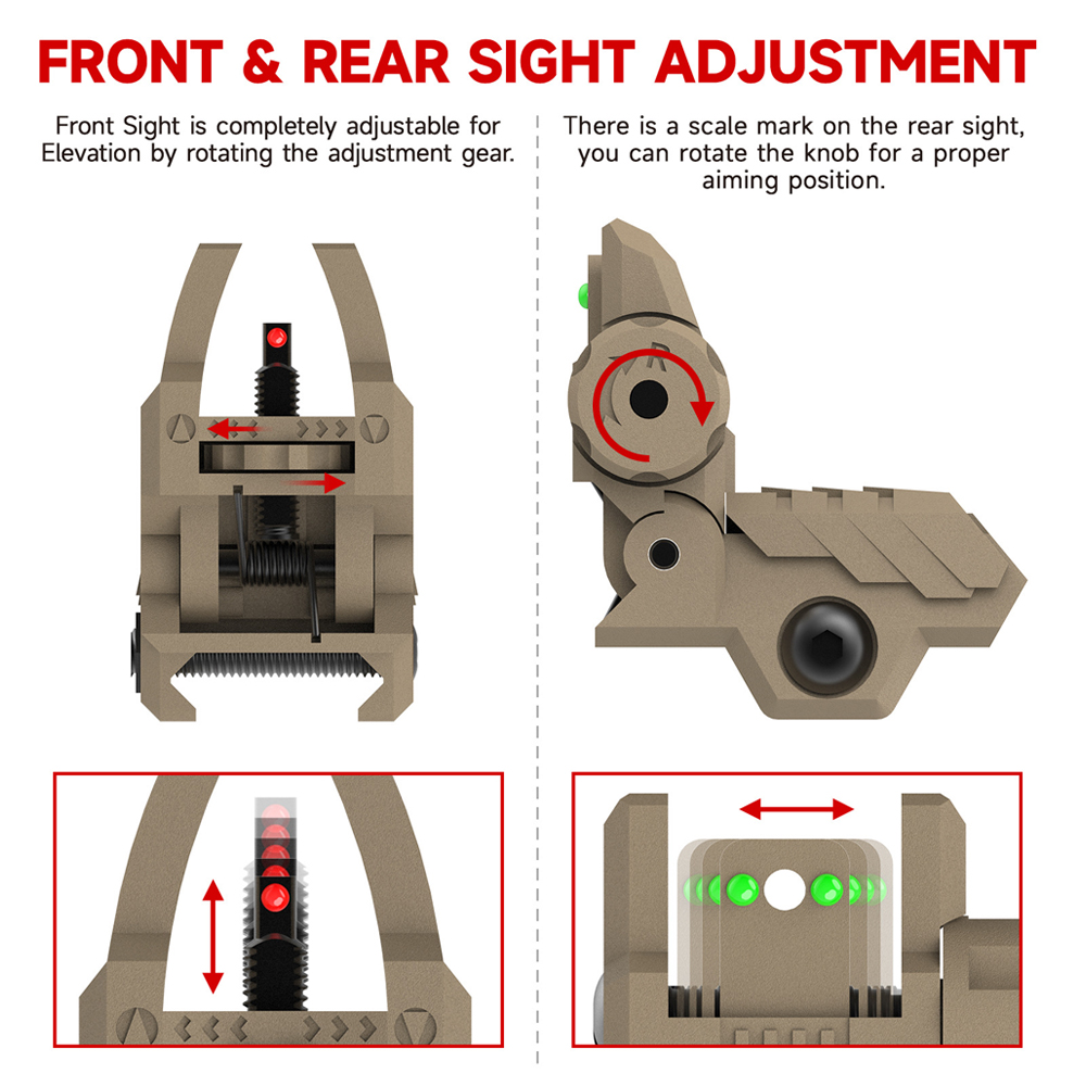 MGPCQB Fiber Scope Armor Gen 1 Front And Rear Folding Sights Flip Up ...