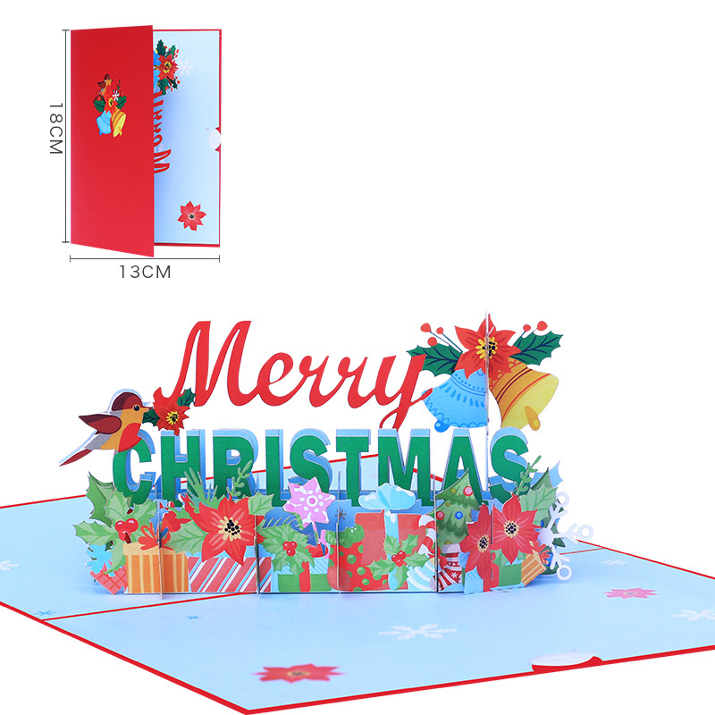 Merry Christmas Pop Up Card Handmade 3D Merry Xmas Holiday Greeting ...
