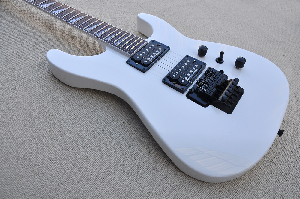 White 6 Strings Electric Guitar With Humbuckers Pickups Floyd Rose ...