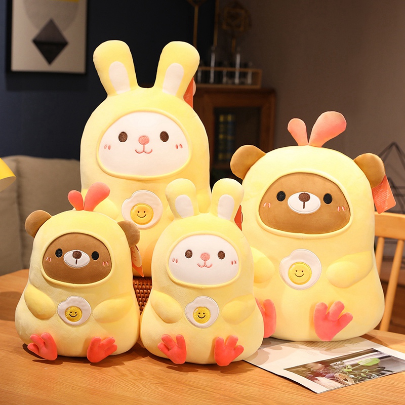 New Kawaii Chicken Transform To Rabbit & Bear Plush Animal Toy Squisy ...