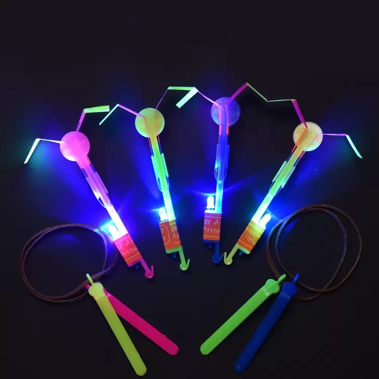 LED Flying Toys Rocket Slingshot Flying Copters Bamboo Dragonfly Glow ...