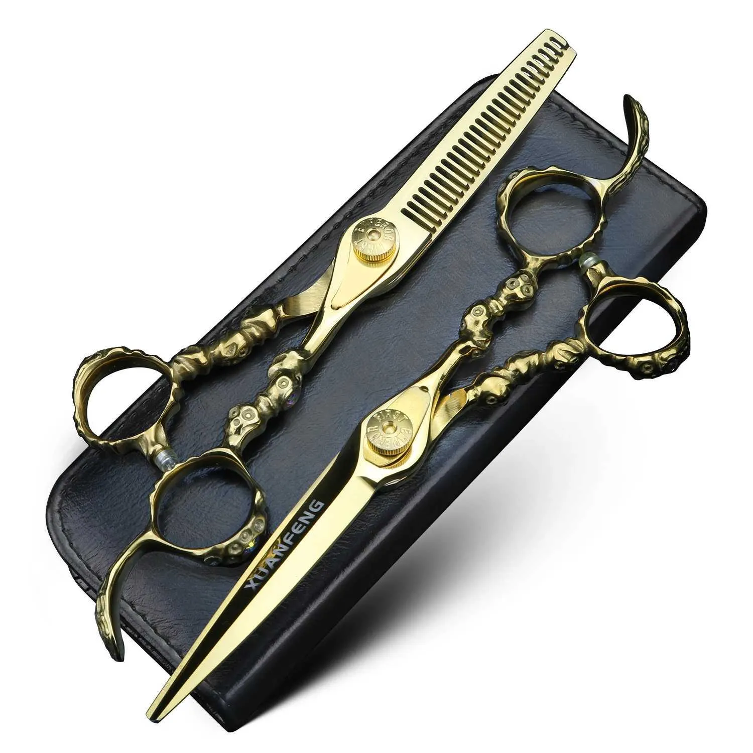 Golden Skull Head 6 Inch Barber Scissors And Thinning... From Tumaini10 ...