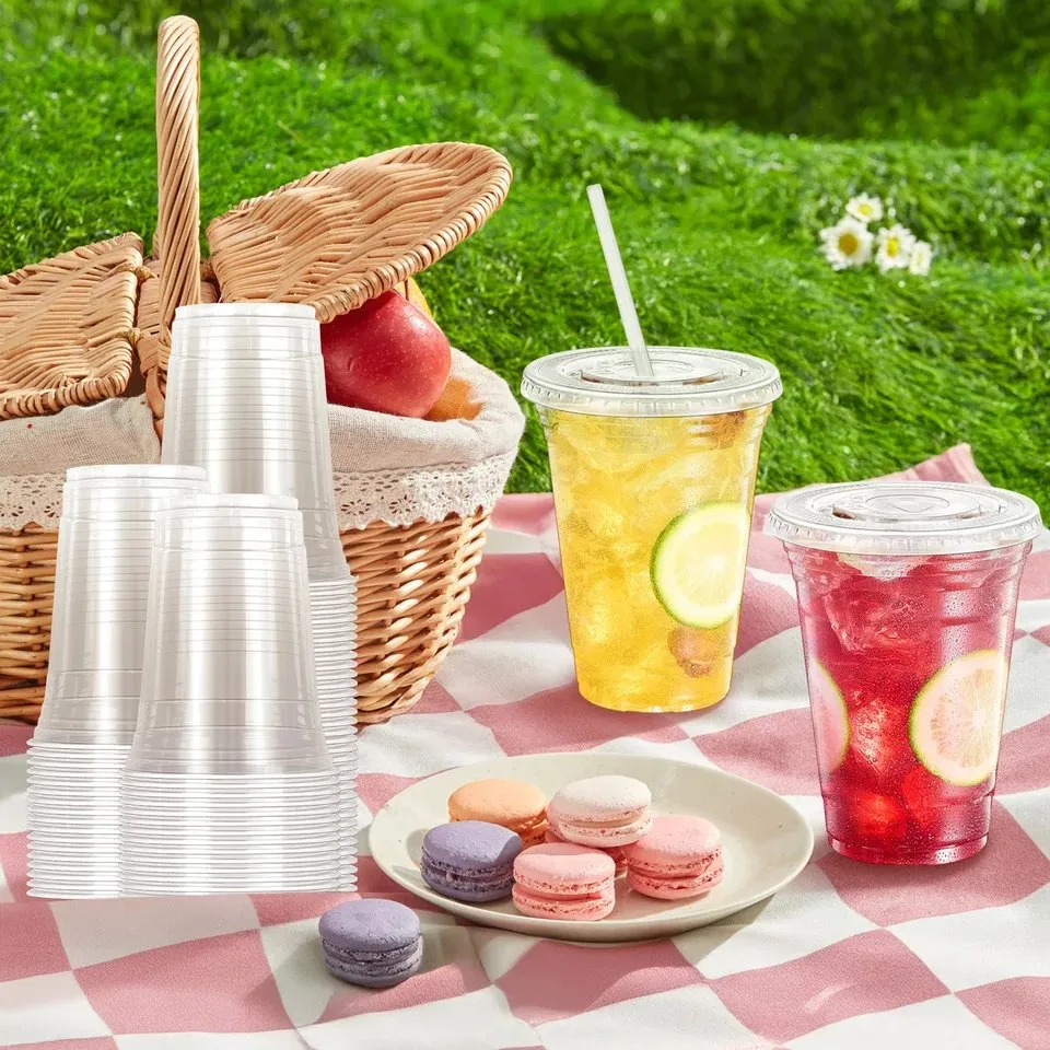 16 Oz Clear Plastic Cold Drink Cups With Lids And... From Ddmyperfect ...