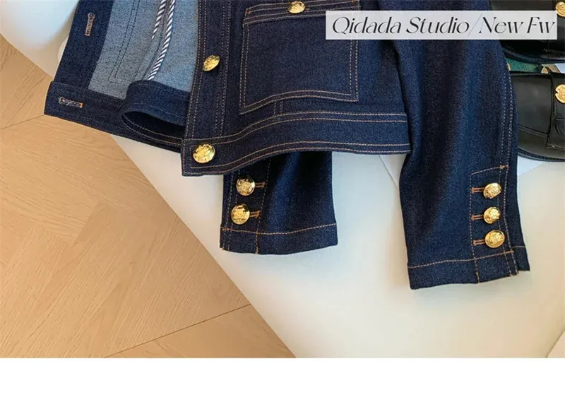 Blue Round Neck Denim Woman Jacket Knitted Hooded Asymmetric Length ...