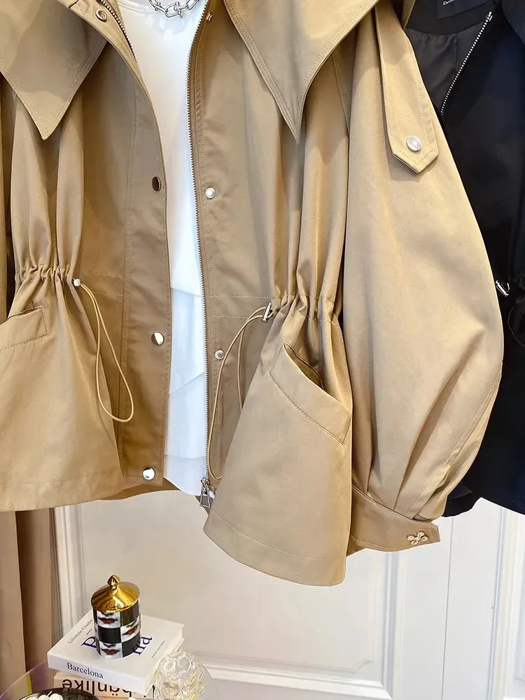 Long-Sleeved Casual Short Waist Trench Jacket for Men with Non-Woven ...