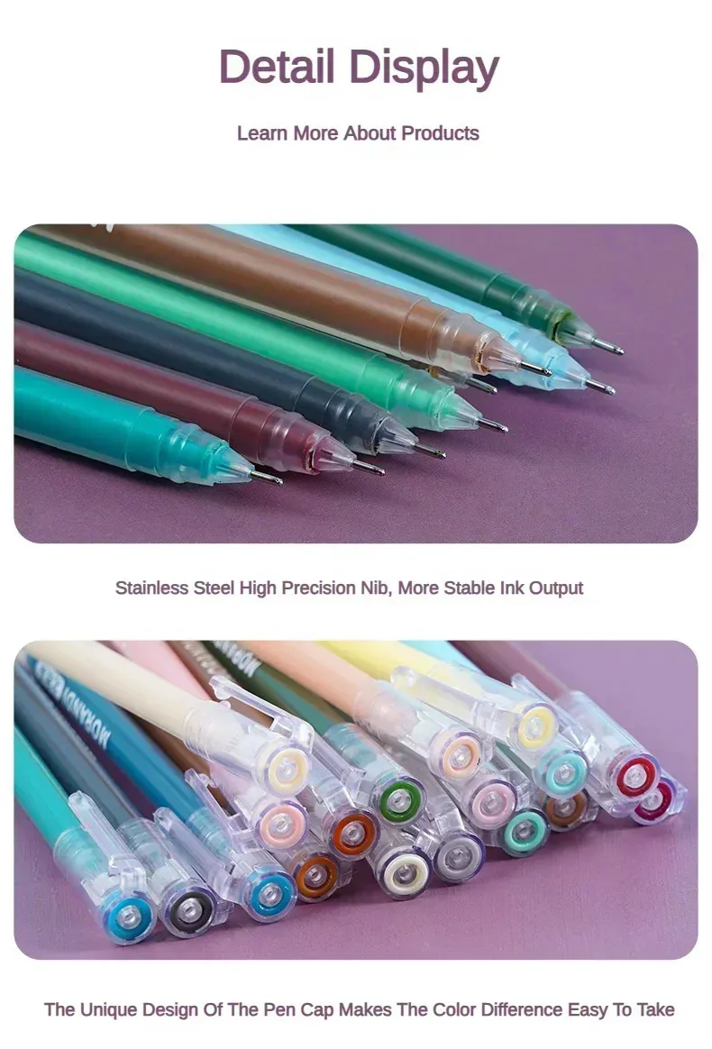 Languo 198-Piece 6-Color Morandi Gel Pen Set Plastic Barrels for ...