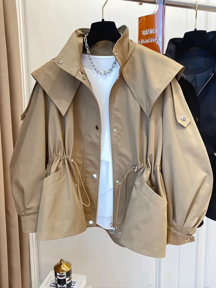 Long-Sleeved Casual Short Waist Trench Jacket for Men with Non-Woven ...