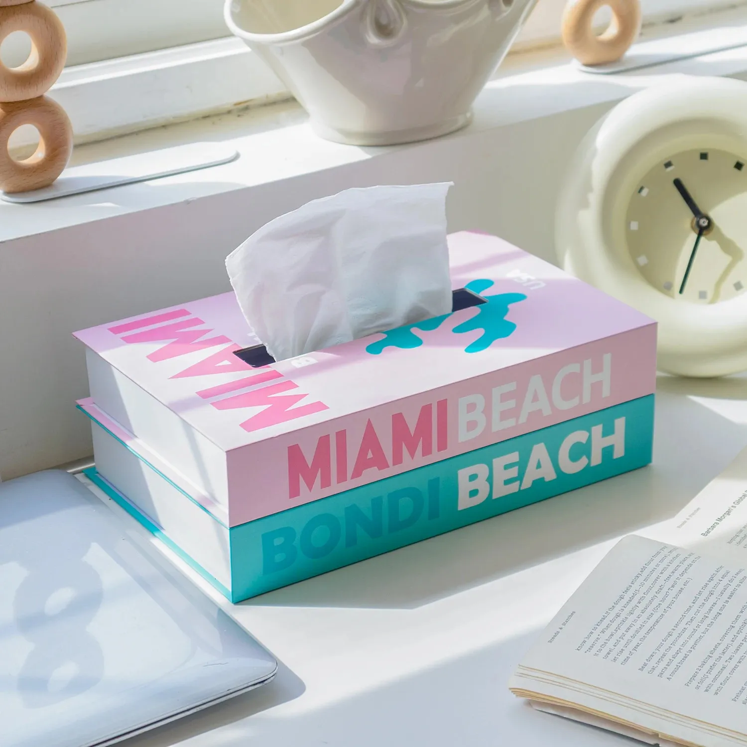 Glass Book Style Tissue Box Napkin Holder Case for Removable Tissue ...