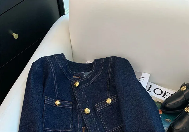 Blue Round Neck Denim Woman Jacket Knitted Hooded Asymmetric Length ...