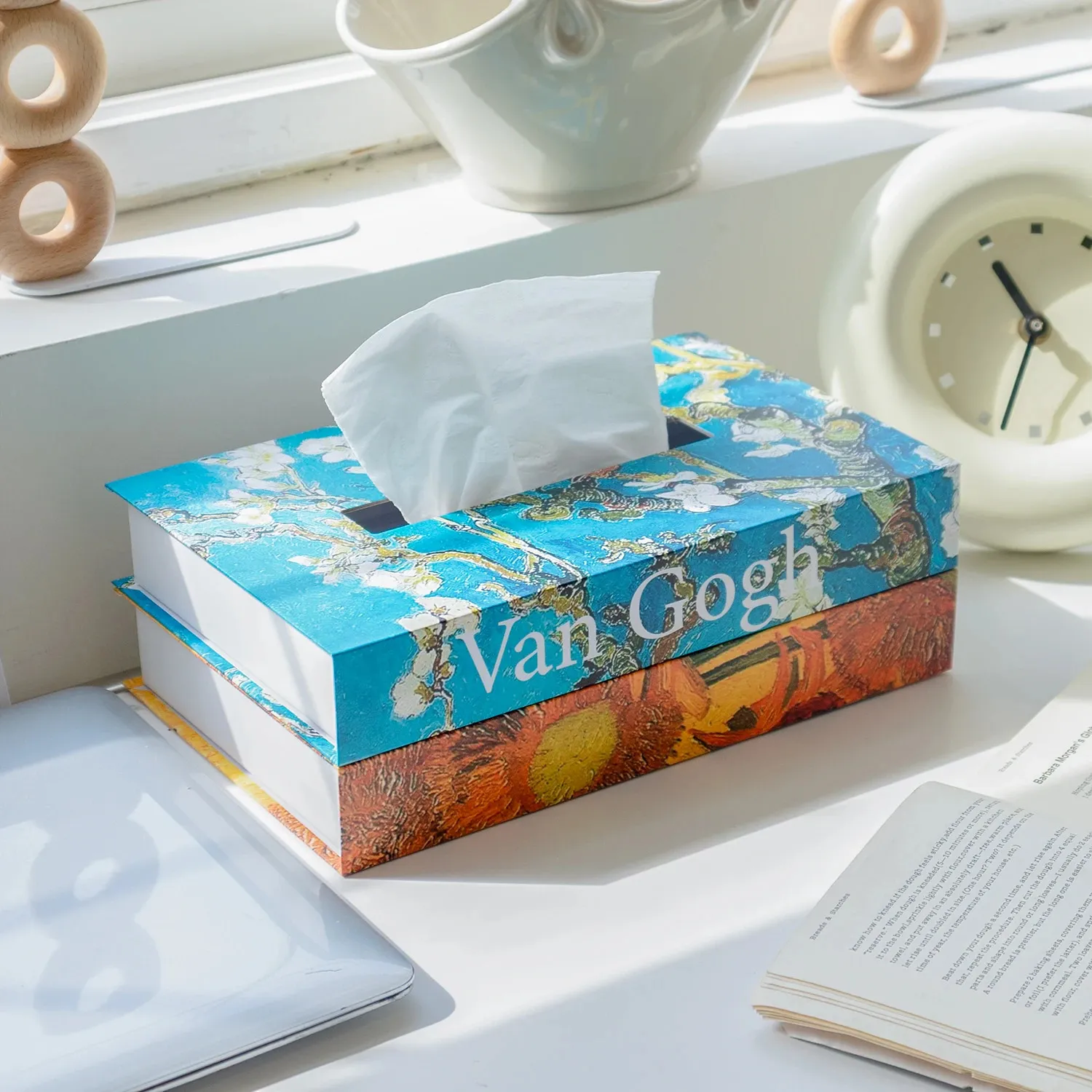 Glass Book Style Tissue Box Napkin Holder Case for Removable Tissue ...