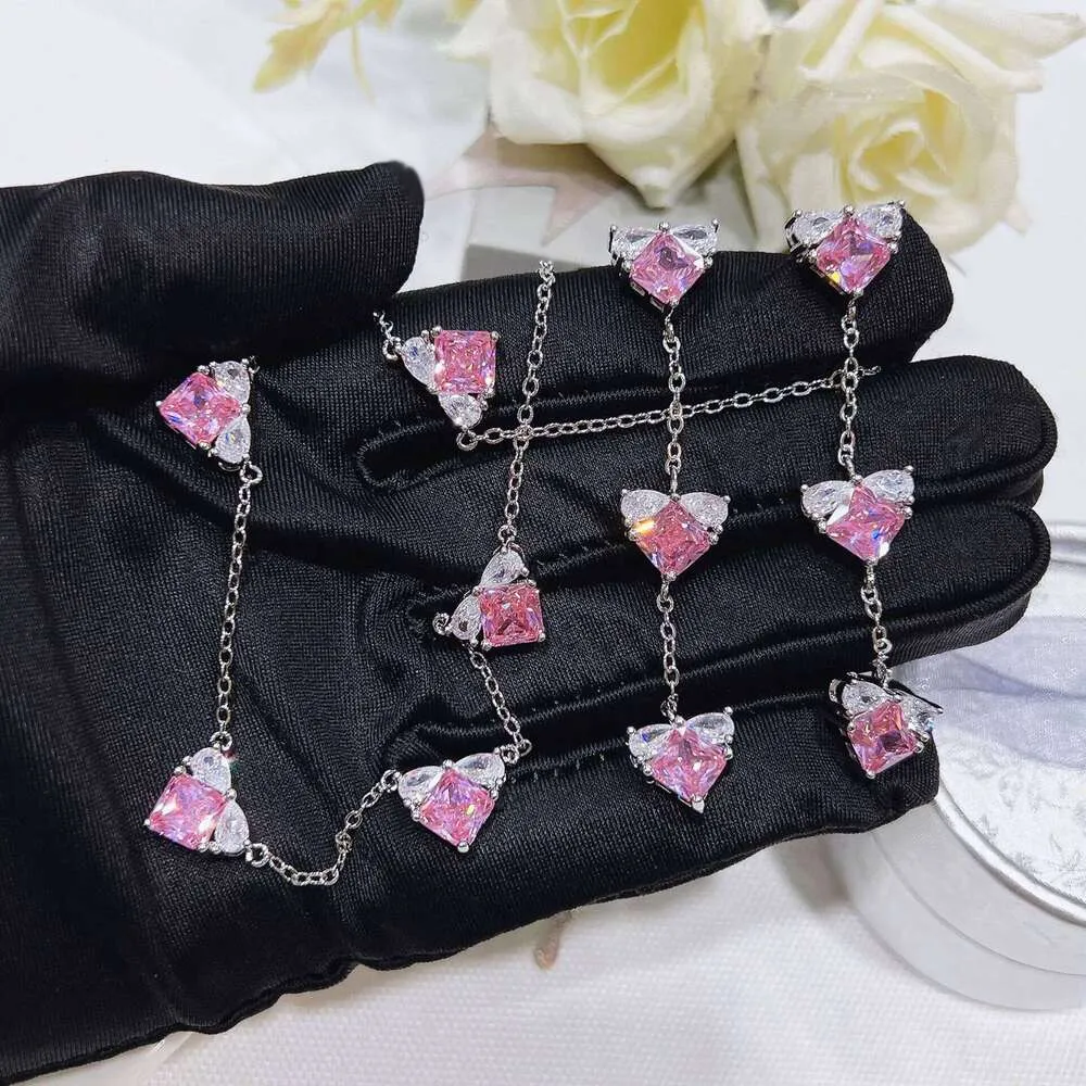 Fashion Heart-shaped Pink Crystal Prom Wedding Jewelry Set with Long ...