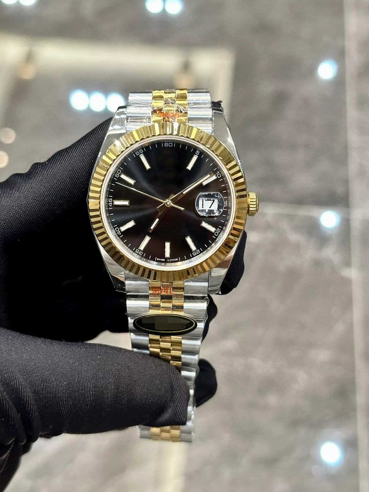 Men's Automatic Mechanical Watch White Gold Case 41mm Ceramic Dial ...