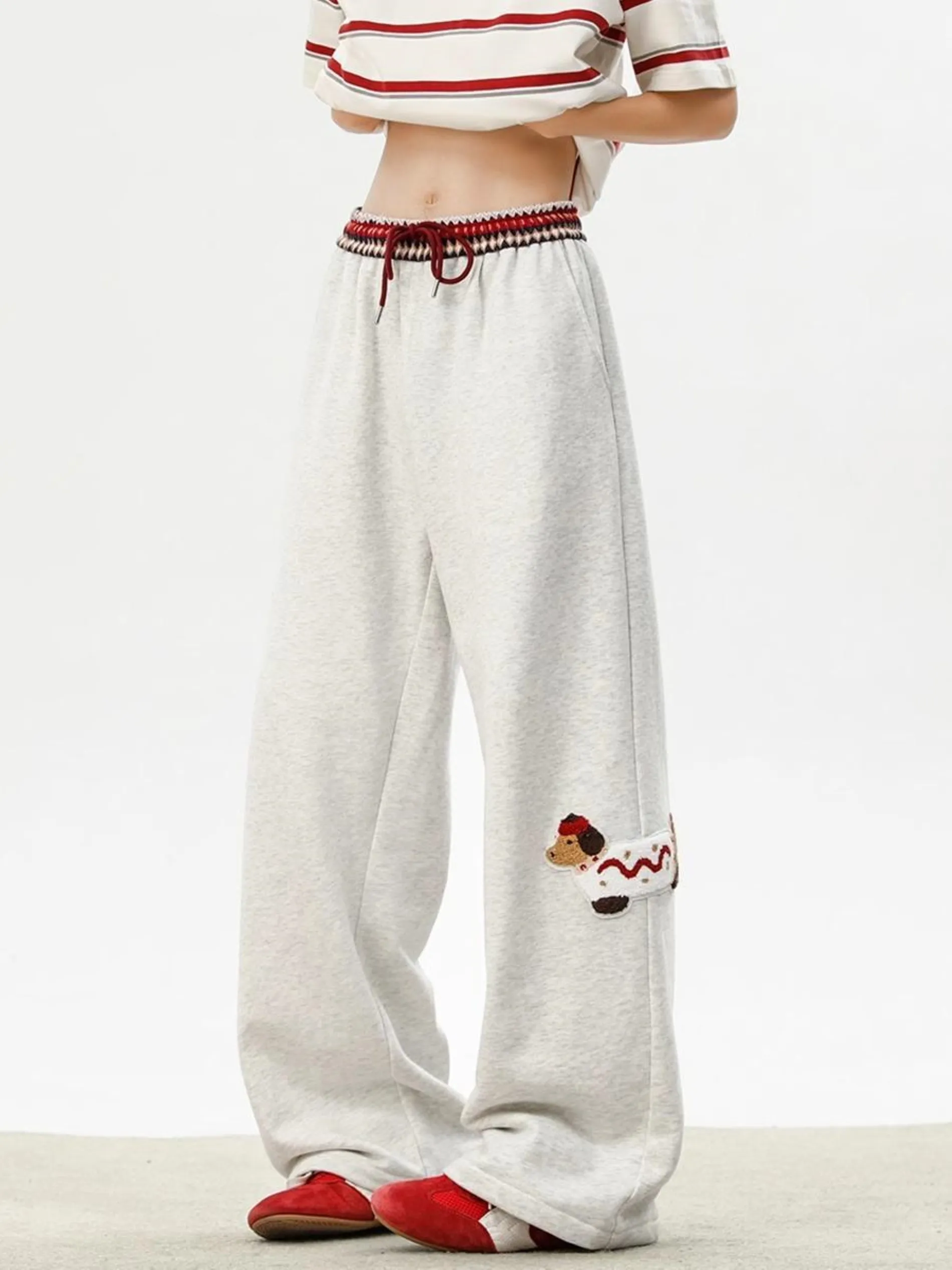 Men's straight-leg polyester trousers with drawstring waistband and ...