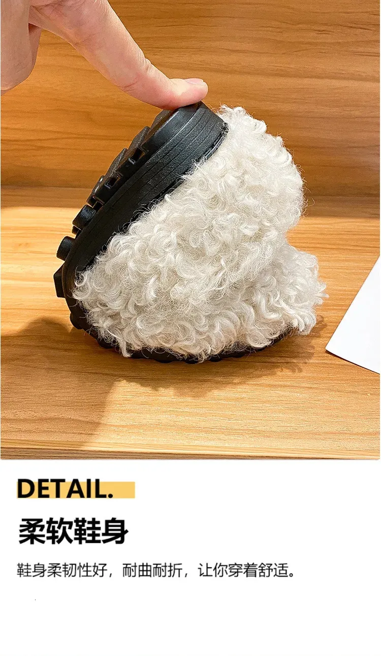 Fuzzy Lambswool Moccasins Men Casual Cotton Upper Fur Lined Shoes Curly ...
