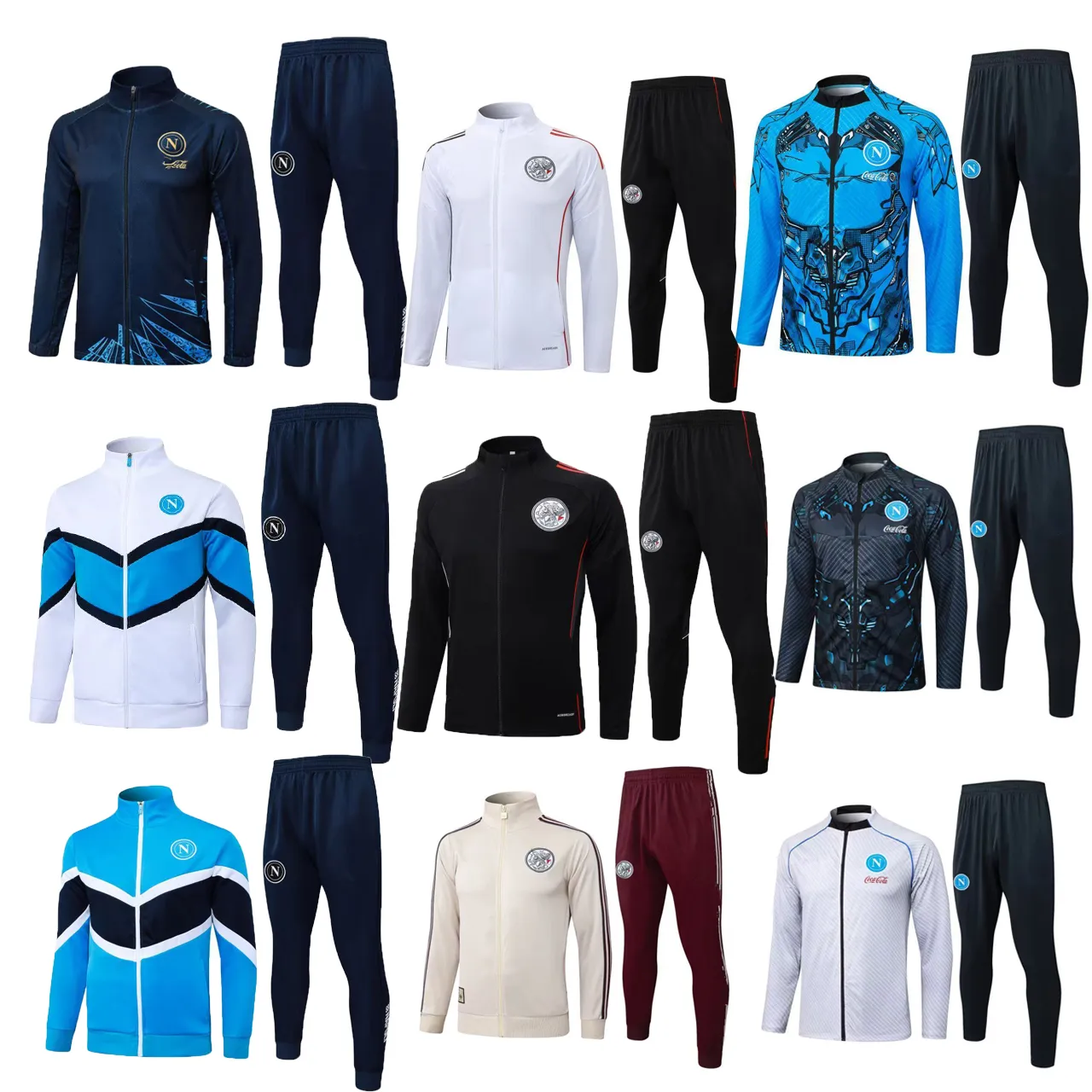 Napoli Unisex Soccer Tracksuit Long Zipper Jacket Full Sleeve Polyester ...