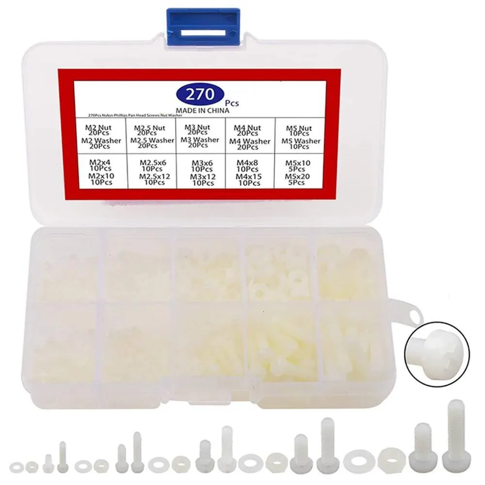 270-Piece Metric Nylon Phillips Pan Head Screw Nut Washer Assortment ...