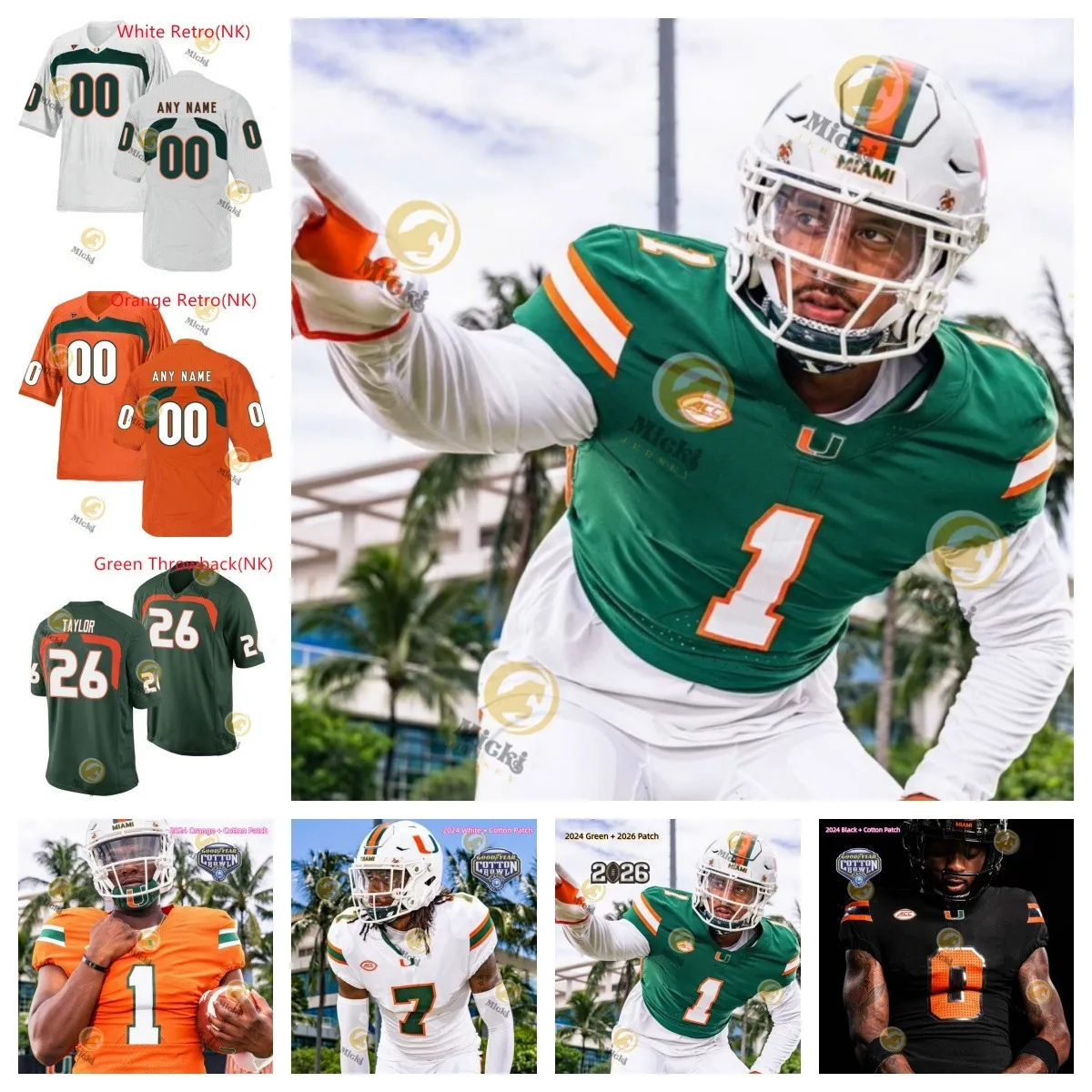 Custom Stitched MiamiHurricanes Ireland Football Top Markel Bell #76 ...