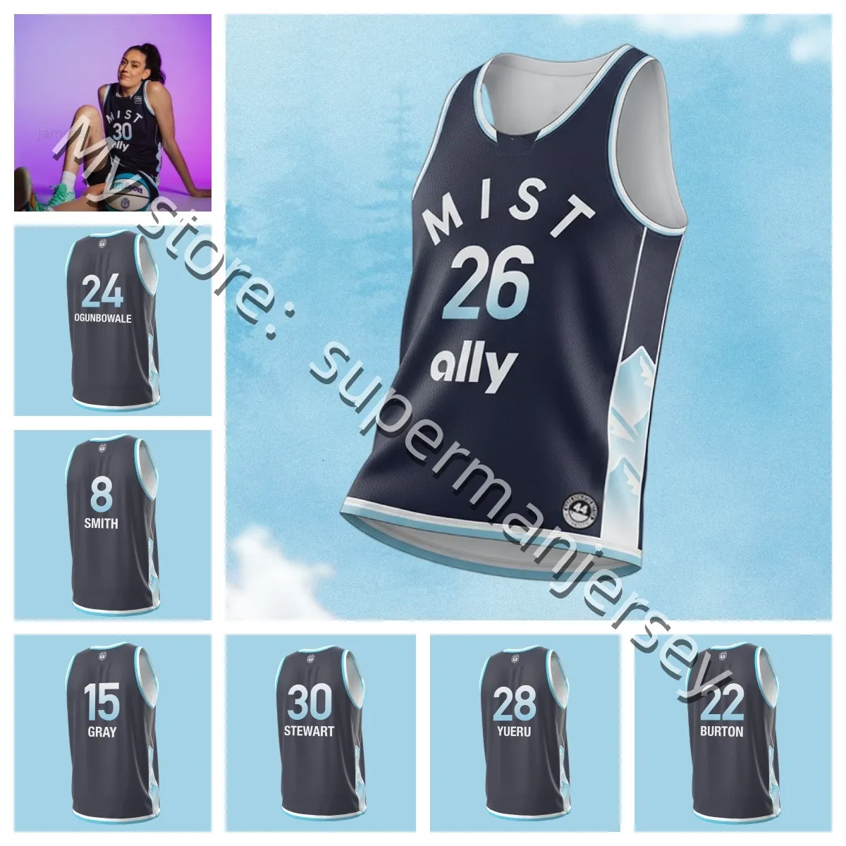 Unrivaled Mist Basketball Jerseys Women Men Youth Sizes S 4XL Alanna ...