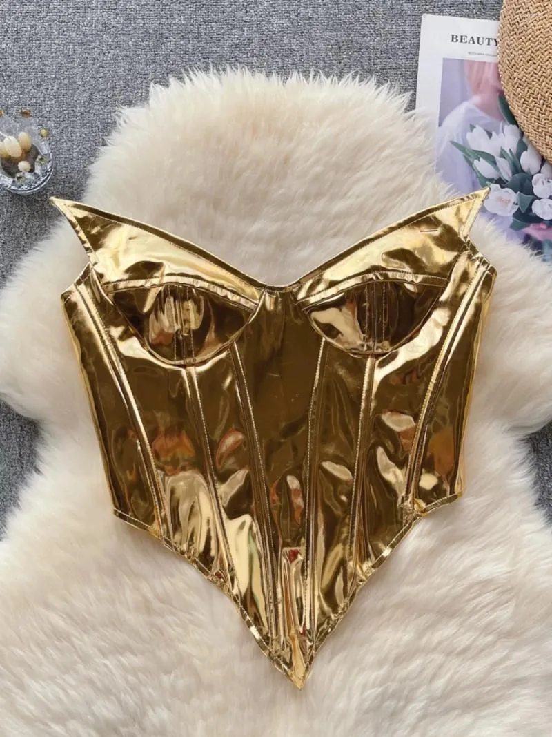 Camisoles & Tanks Solid Color Girl Cool Shiny Slim Tube Top Cotton Vest ...