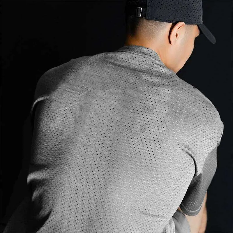 Oversized Loose Mesh Running T-Shirts Mens Summer Quick Dry Polyester ...
