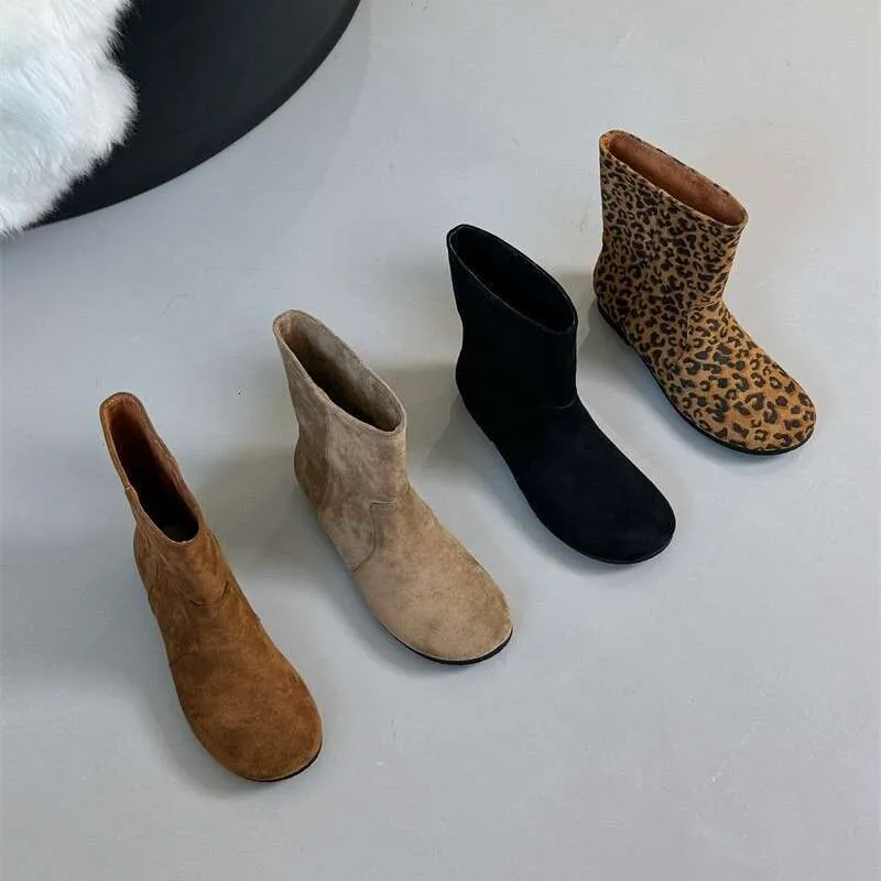 Lazy Style Leopard Print Western Cowboy Boots For Women Vintage Pile ...