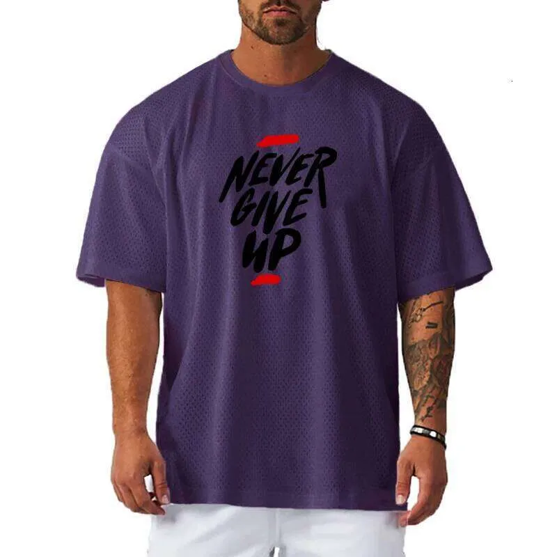 Oversized Loose Mesh Running T-Shirts Mens Summer Quick Dry Polyester ...