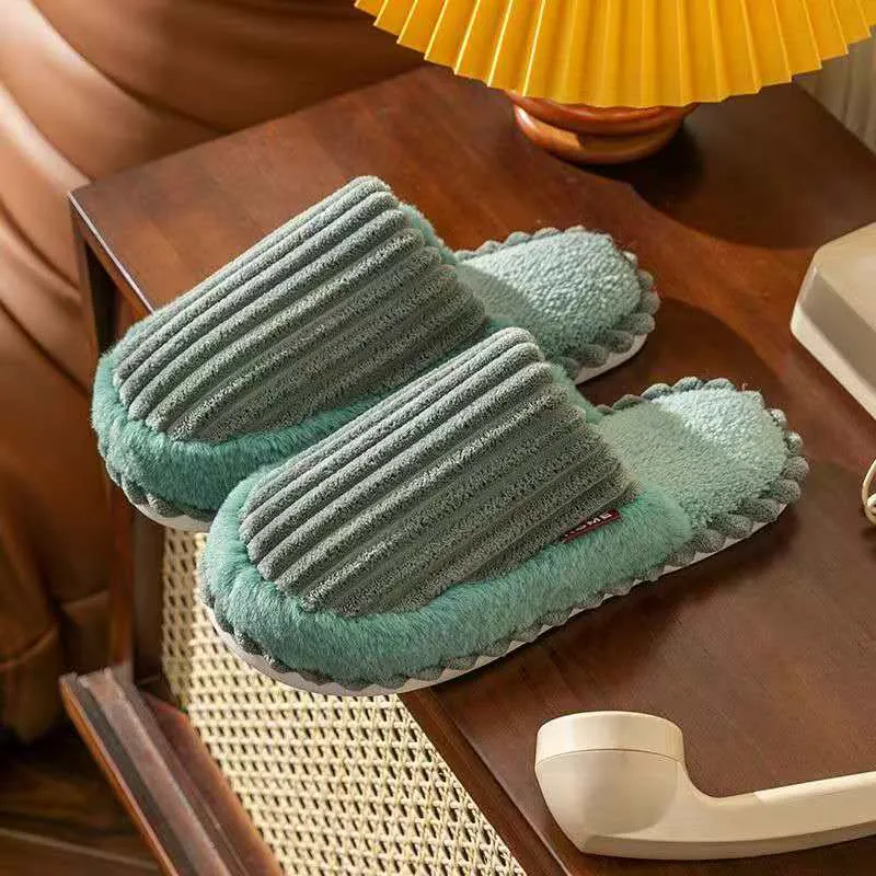 Indoor slippers for men with cotton plush upper and EVA rubber outsole ...