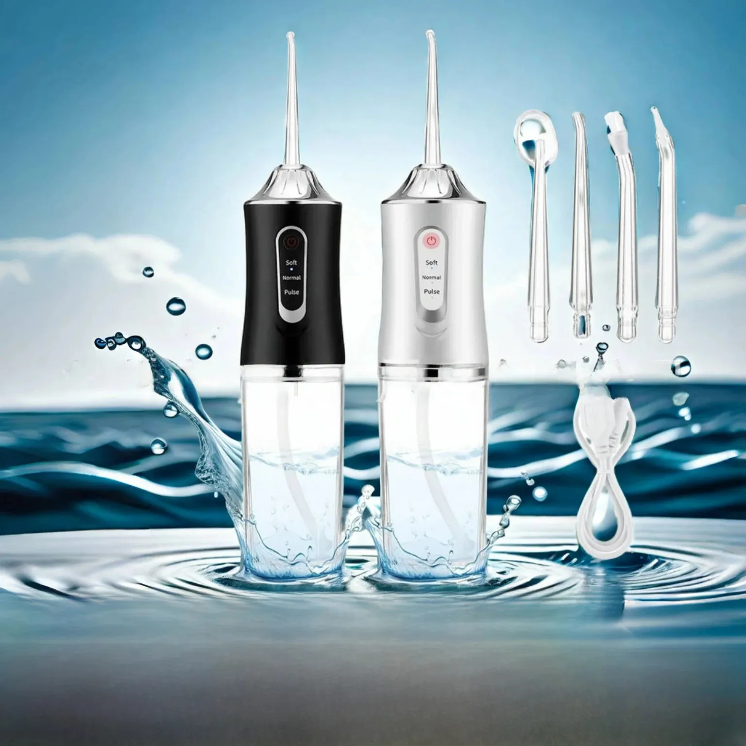 Pulse oral irrigator water flosser with 200-299 ml tank and 1200-1599 ...