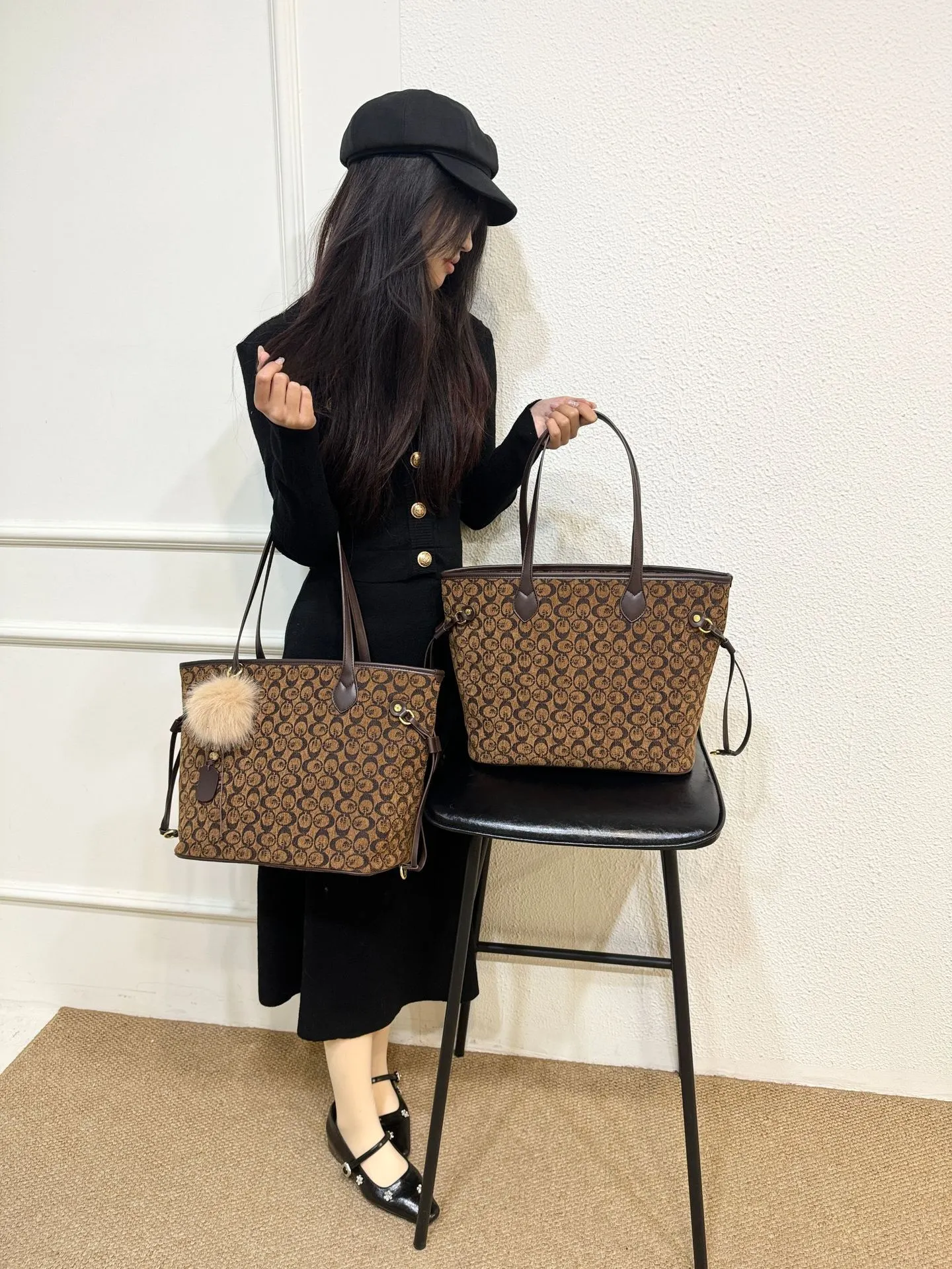 Designer Small Single Shoulder Tote Bag Floral Print PU Material Half ...