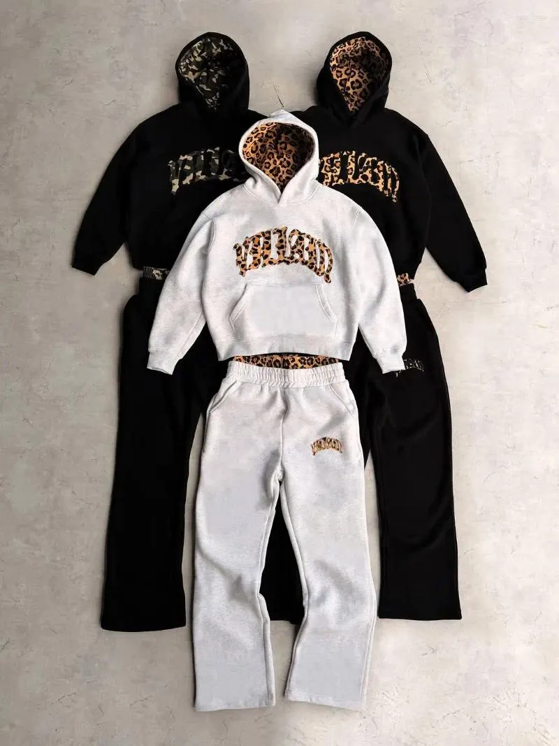 Men's Tracksuit 2026 Vintage Embroidered Leopard Print Street Casual ...