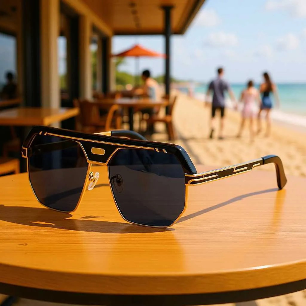 Square Frame Gold Plank Sunglasses with UV400 Resin Lenses for Boys ...