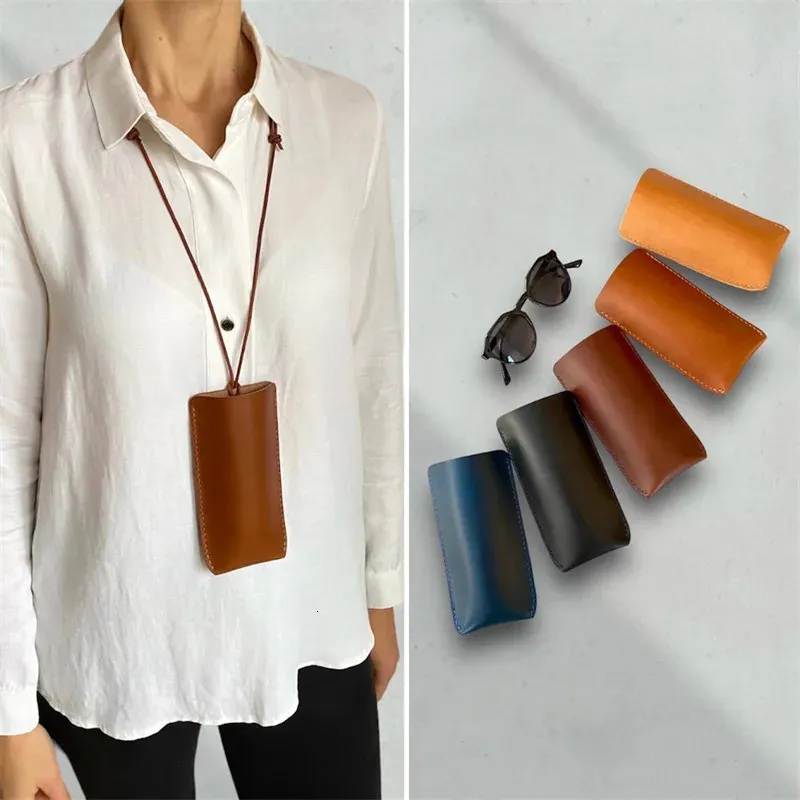 Plaid Plastic Sunglasses Case Holder with Neck Strap and Eyeglasses ...