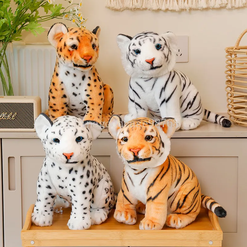 Realistic Beast Plush Toys Stuffed Sitting Tiger Leopard Lion Doll Soft ...