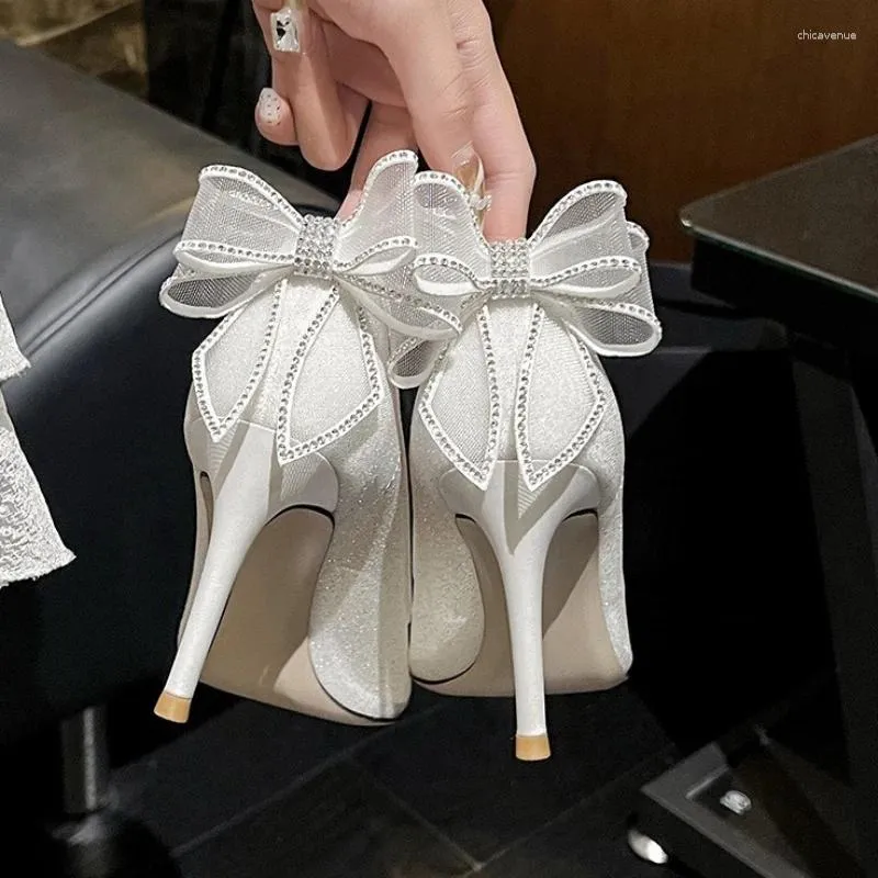 Dress Shoes White Mesh Wedding High Heels Womens Stiletto Pumps from ...