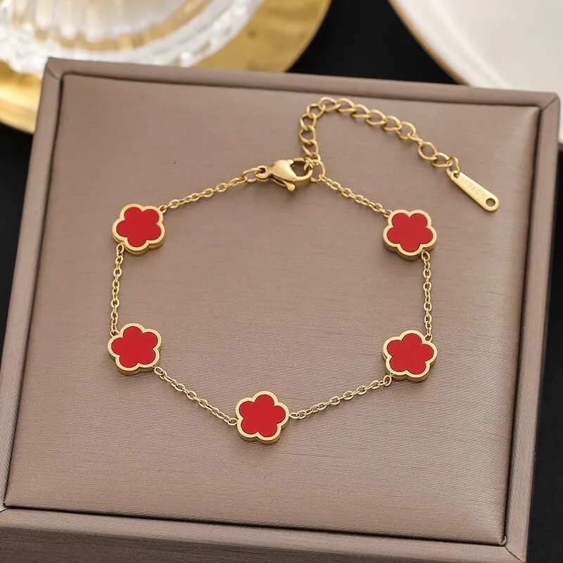 Women's Adjustable Clover Enamel Bracelet with 14K Gold Plated Alloy ...