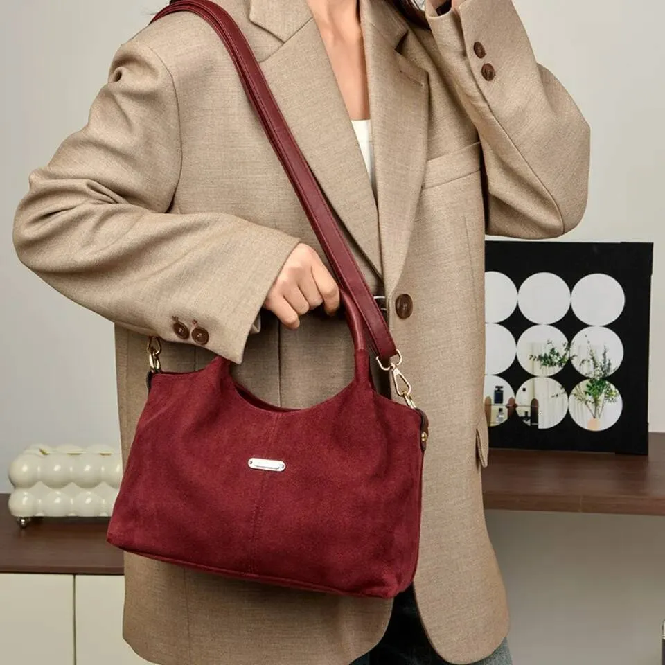 Suede Mini Casual Tote Messenger Shoulder Bag for Women with Zipper ...