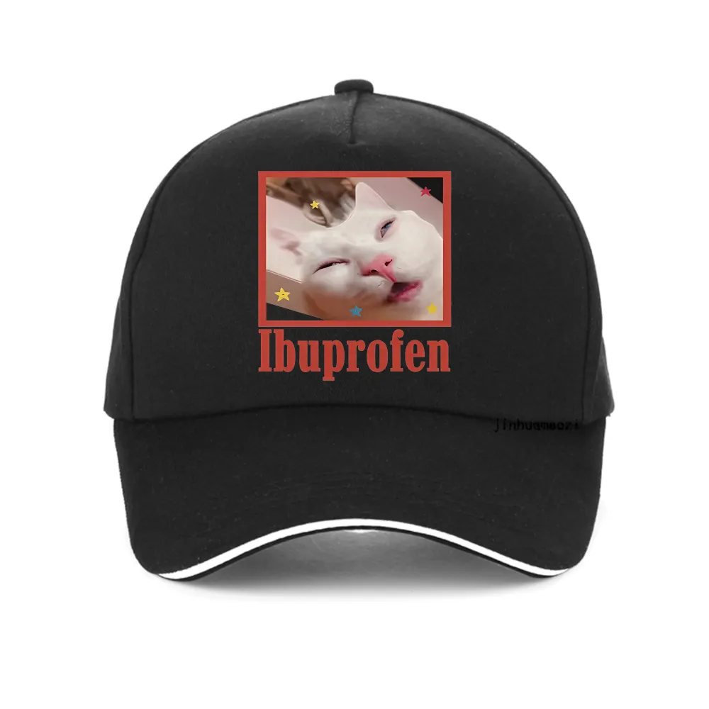 Ibuprofen Cat Meme Hat Funny Cat Graphic Baseball Cap Cotton Polyester ...
