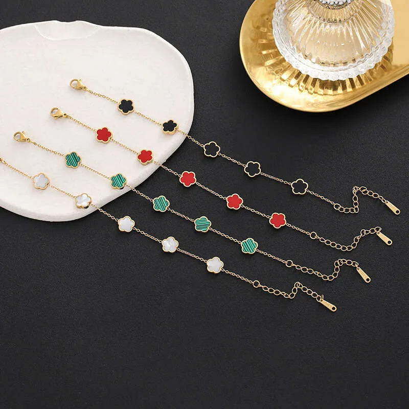 Women's Adjustable Clover Enamel Bracelet with 14K Gold Plated Alloy ...