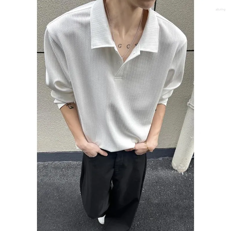 Men's Long Sleeve Polo Shirts Breathable Polyester Knit Baseball Collar ...