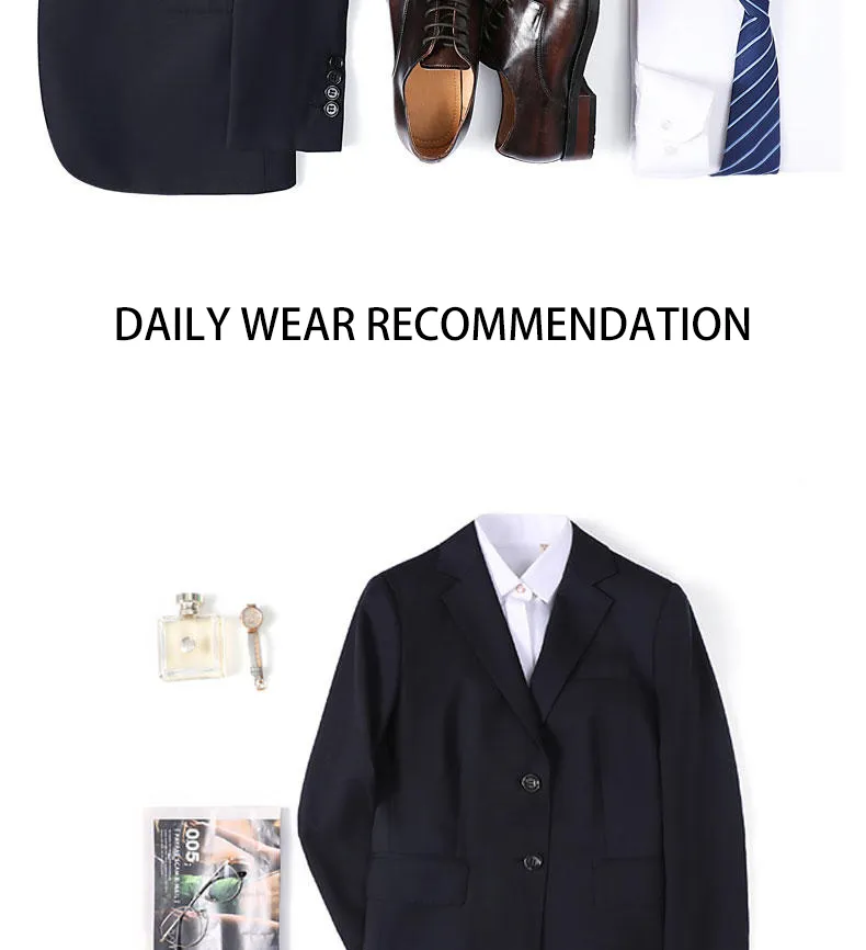 Men's 50% Wool Stretch Fabric Business Blazer with Button Closure ...