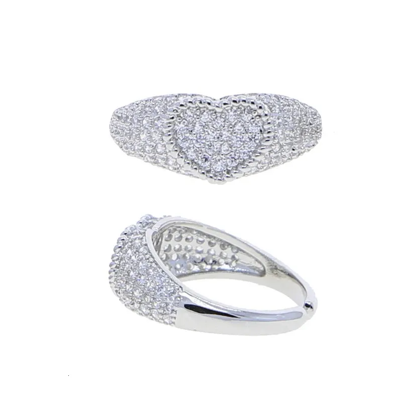 Heart Shaped Tear Drop Square Micro Paved 5A CZ Open Size 4 Adjustable ...