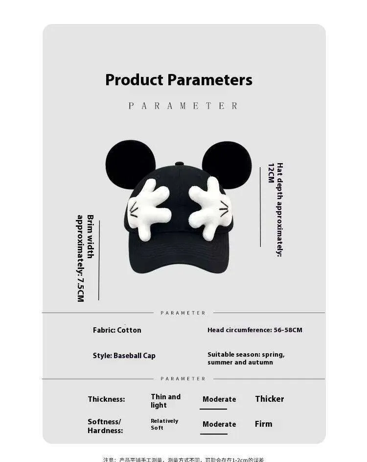 Disney Mouse Baseball Cap Small Palm Doll Peaked Kawaii Cartoon Mickey ...