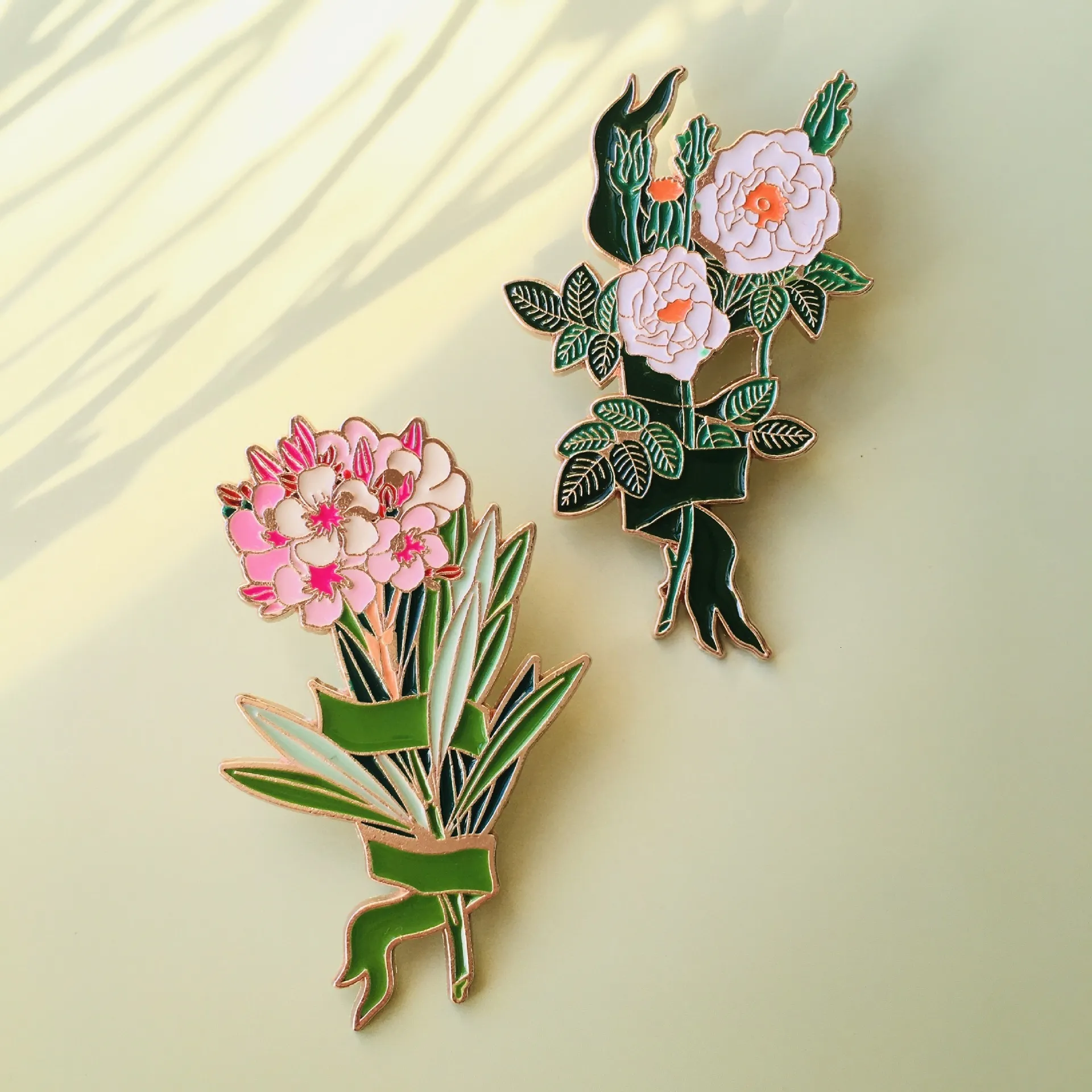 Enamel Iris Flower Brooch Pin for Women, 18K Gold Plated Alloy with ...