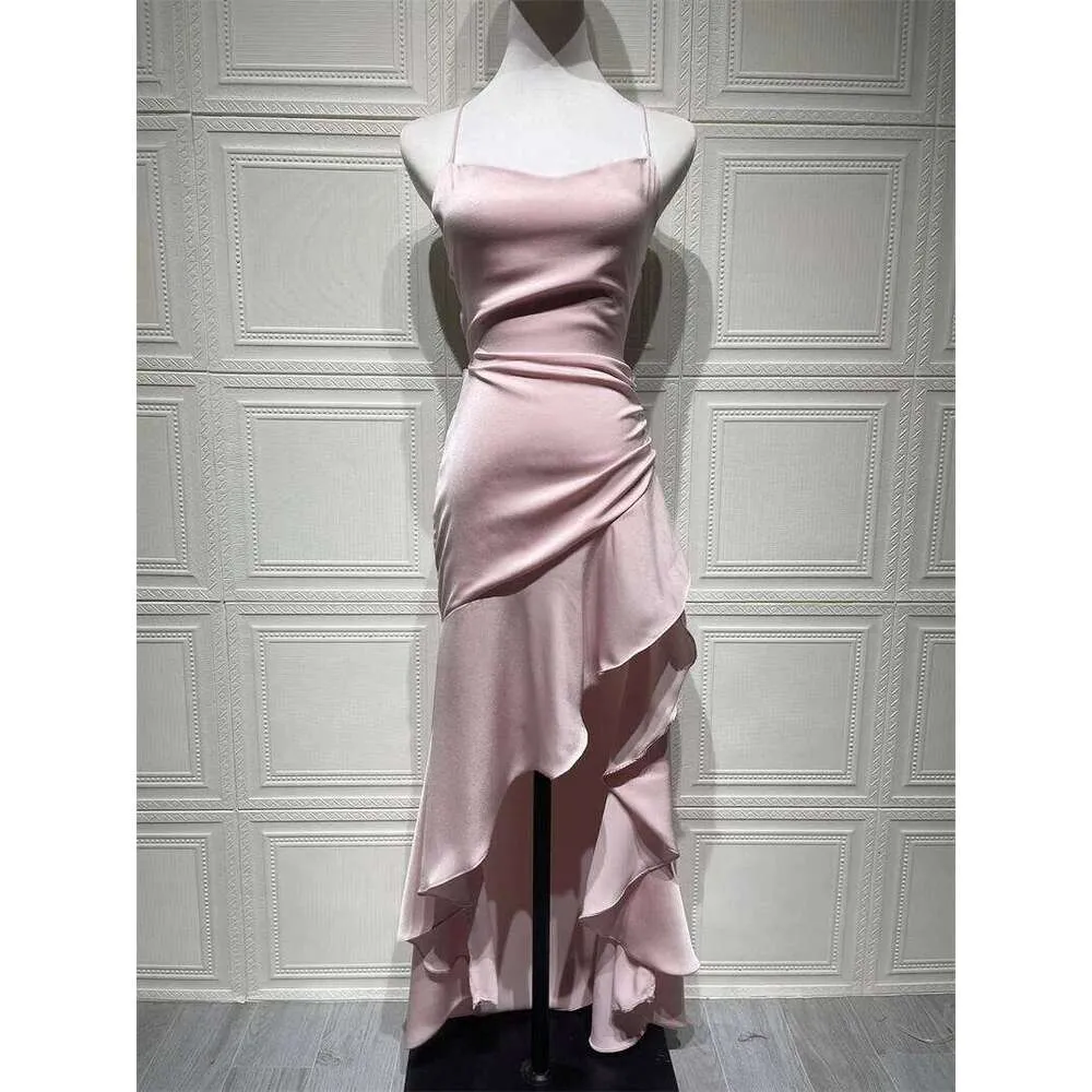 Backless Spaghetti Strap Maxi Dress With Bow Decoration Polyester