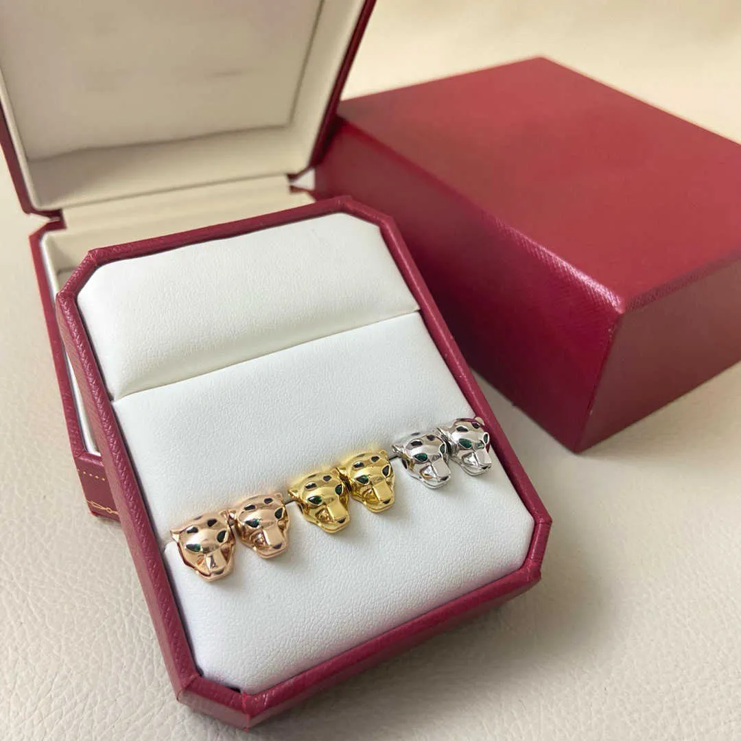 Luxury fashion earrings U-shape leopard head design with amber stone in ...