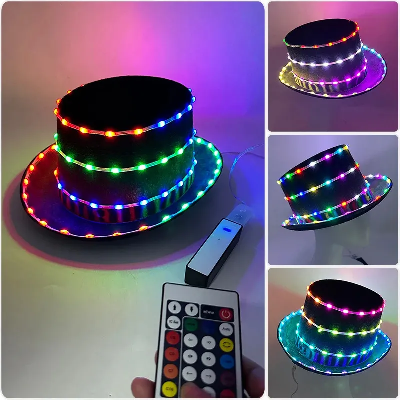 Full Color LED Glow Jazz Dance Fedora Hat with CE RoHS Certified ...