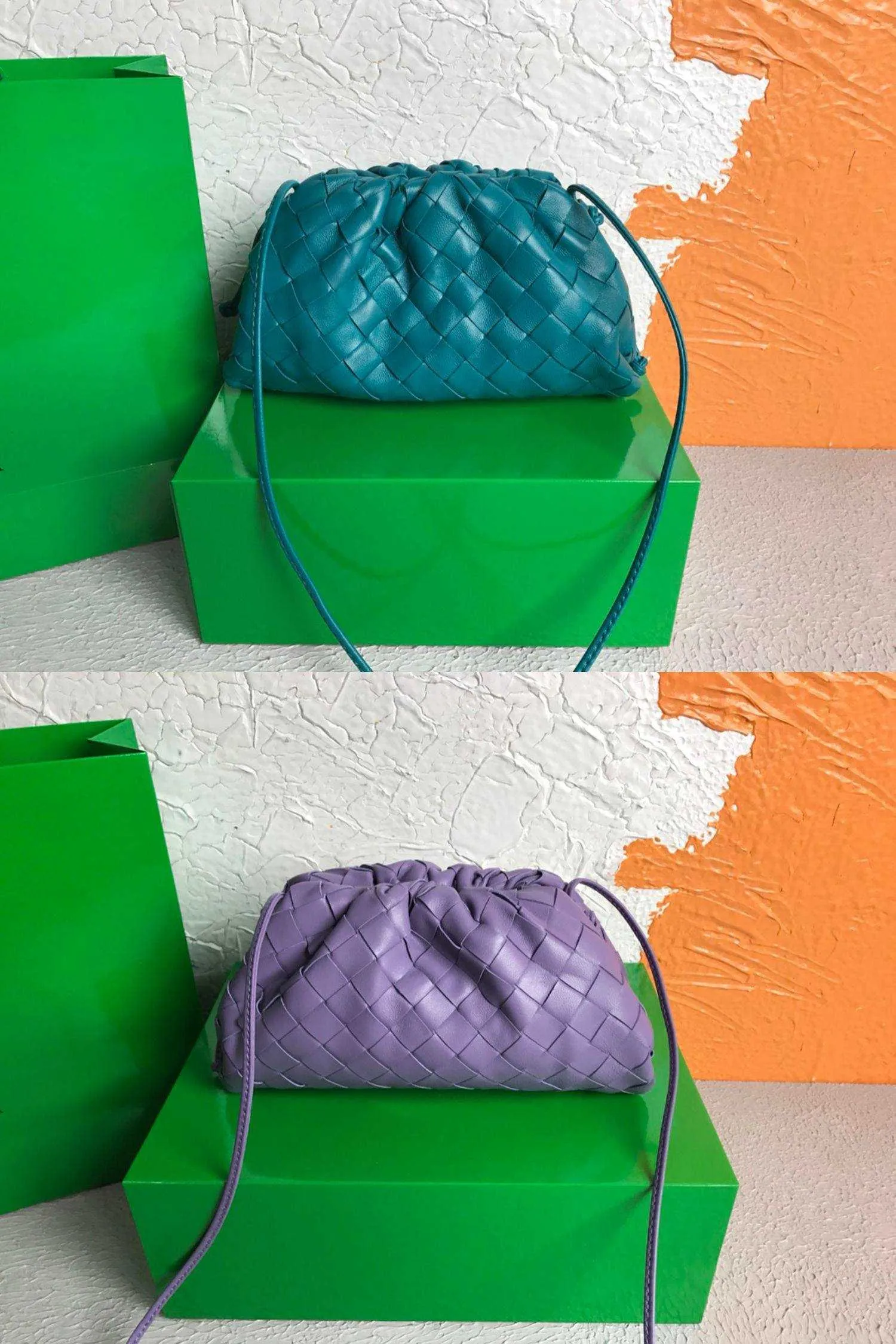 Designer Shoulder Bag Pillow Shape Genuine Leather Lining Vintage Style ...