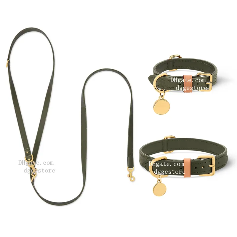 Luxury Army Green Designer Dog Collar Set And Crossbody Leash Set With ...