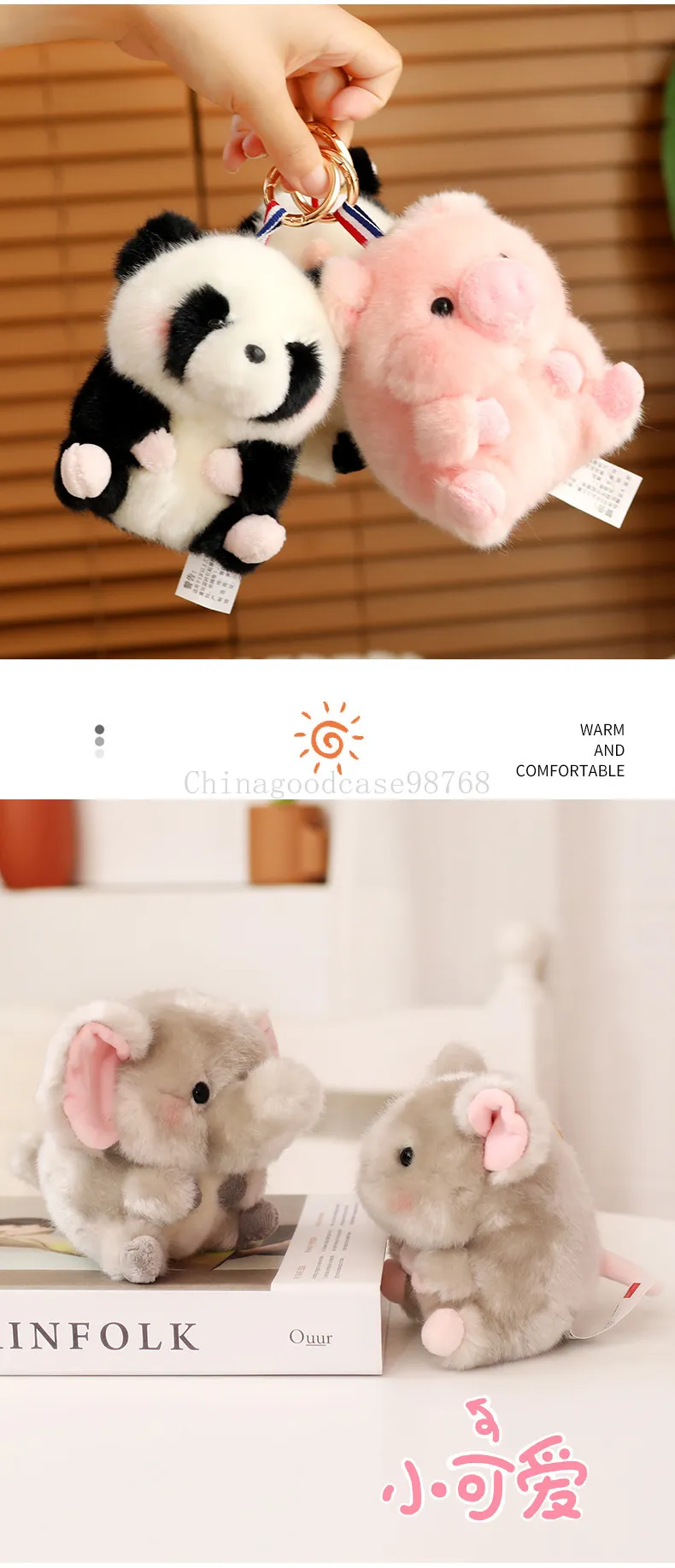 Plush Animal Keychain Pendant 13 cm with PP Cotton Filling for Bag or ...